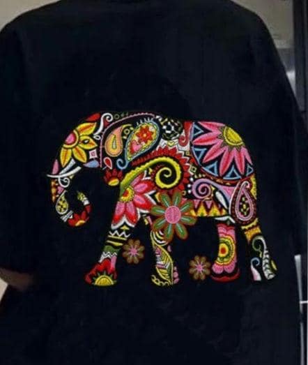 Indian Elephant Large Embroidered Iron-on Patches Multicolored Floral ...