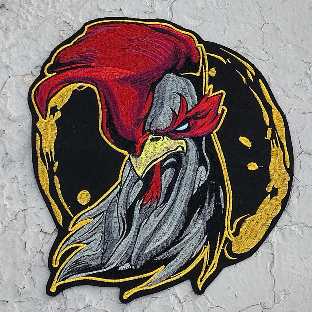 Rooster Large Embroidered Iron-on Fabric Back Patch Red Roosters - Etsy