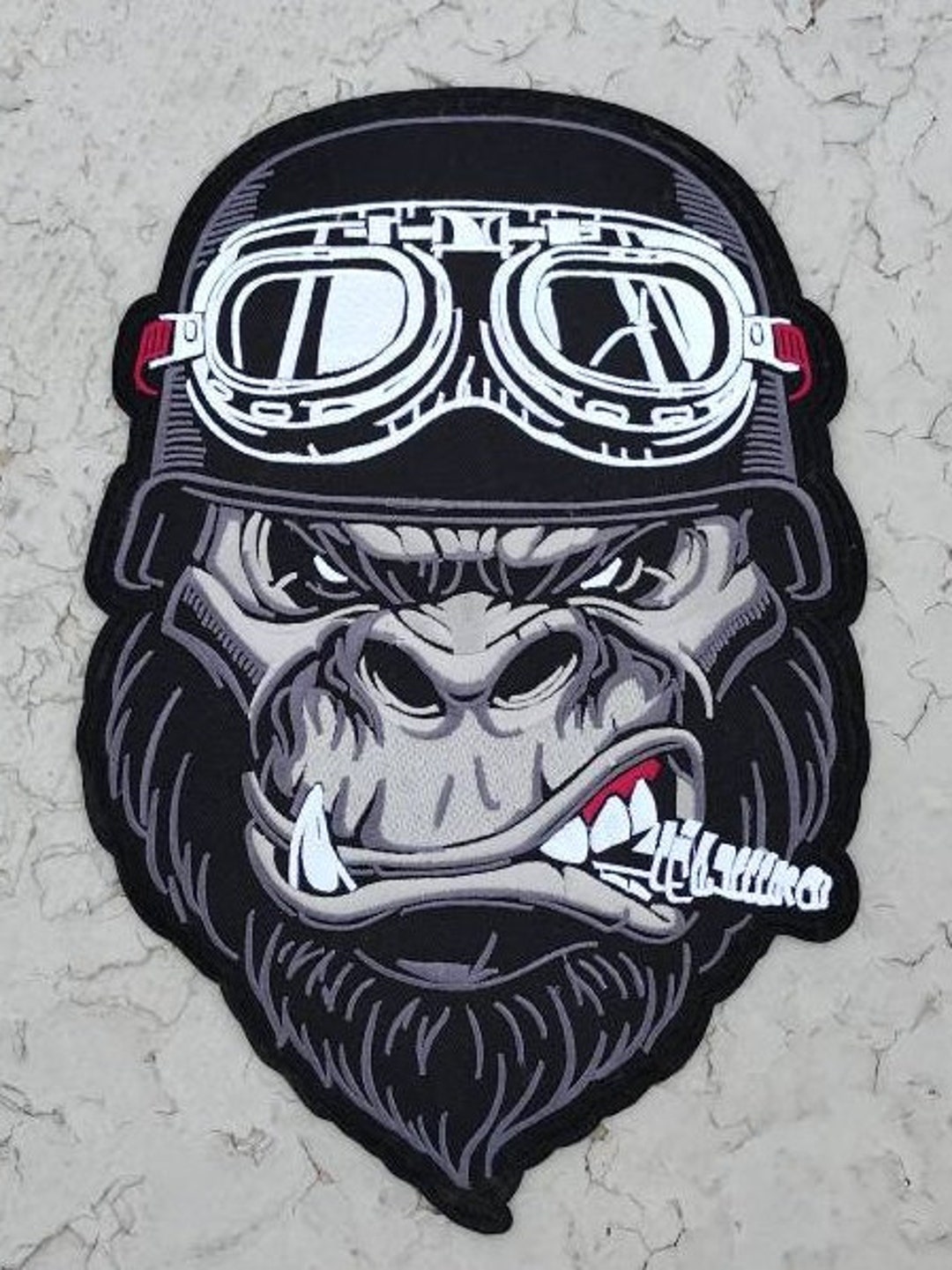 Gorilla Biker Embroidered Iron on Back Patch. Jacket Patches. Diy ...