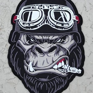 Gorilla Biker Embroidered Iron on Back Patch. Jacket Patches. Diy ...