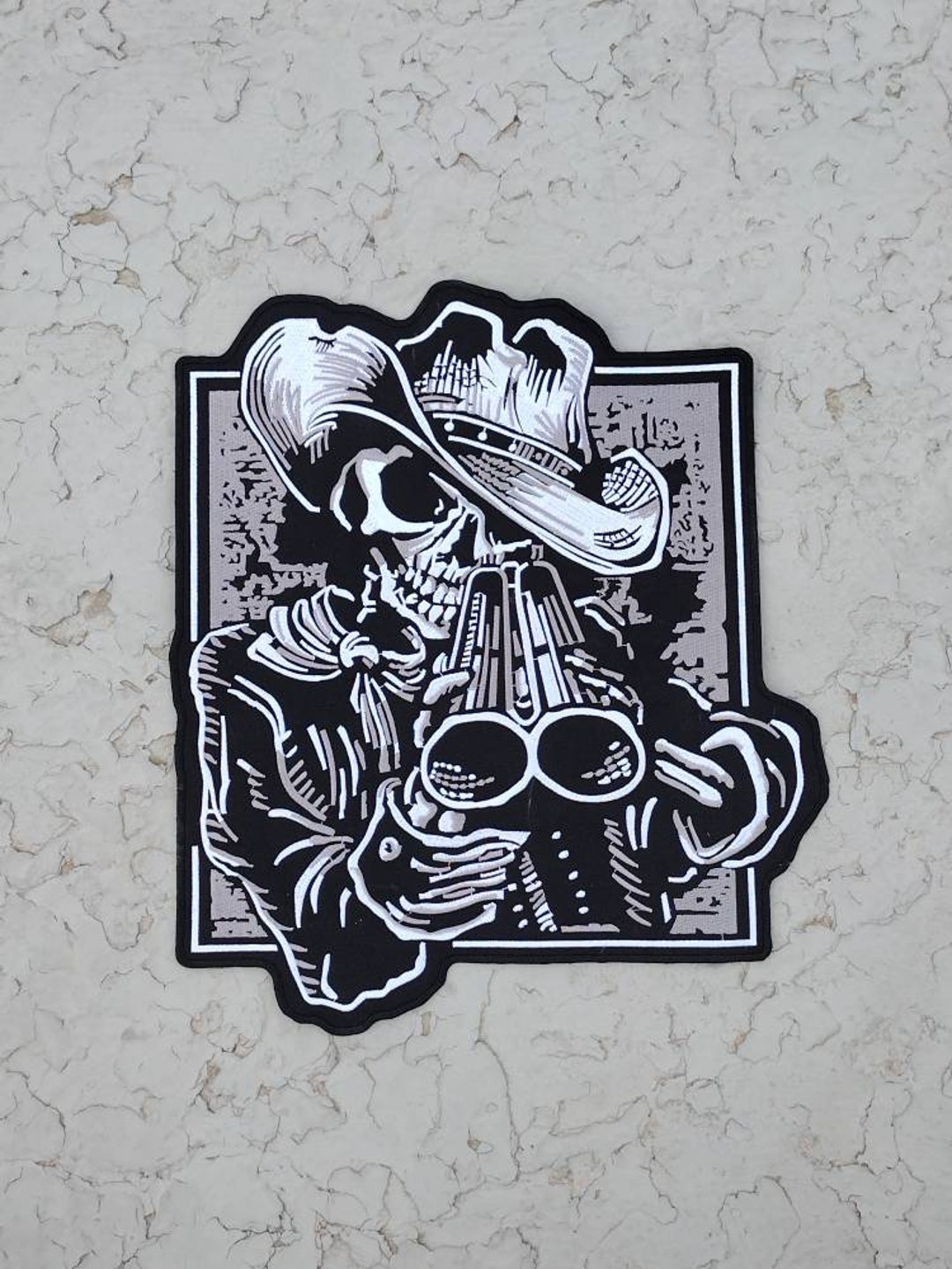 Cowboy Skeleton With Shotgun XL Large Embroidered Iron on Back Patch ...