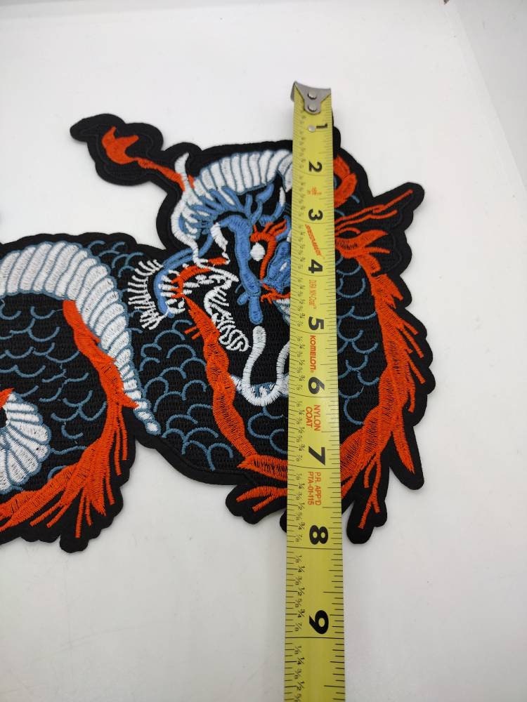Chinese Dragon Red and Blue Iron on Embroidered Patch DIY Clothing ...