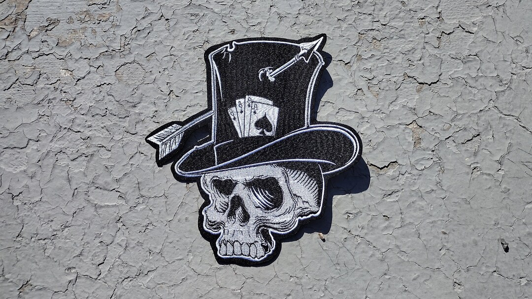 Ace of Spades Skeleton and Top Hat Arrow Large Embroidered Iron on ...