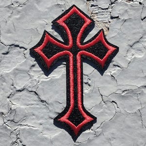 Black and Red Cross Embroidered Iron-on Patches - Etsy