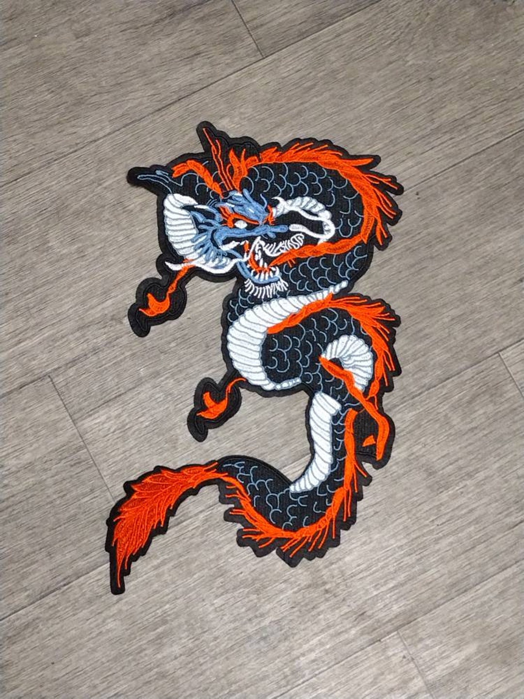 Chinese Dragon Red and Blue Iron on Embroidered Patch DIY Clothing ...