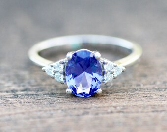 Lab Made Tanzanite Ring Solid Sterling Silver 925 December | Etsy