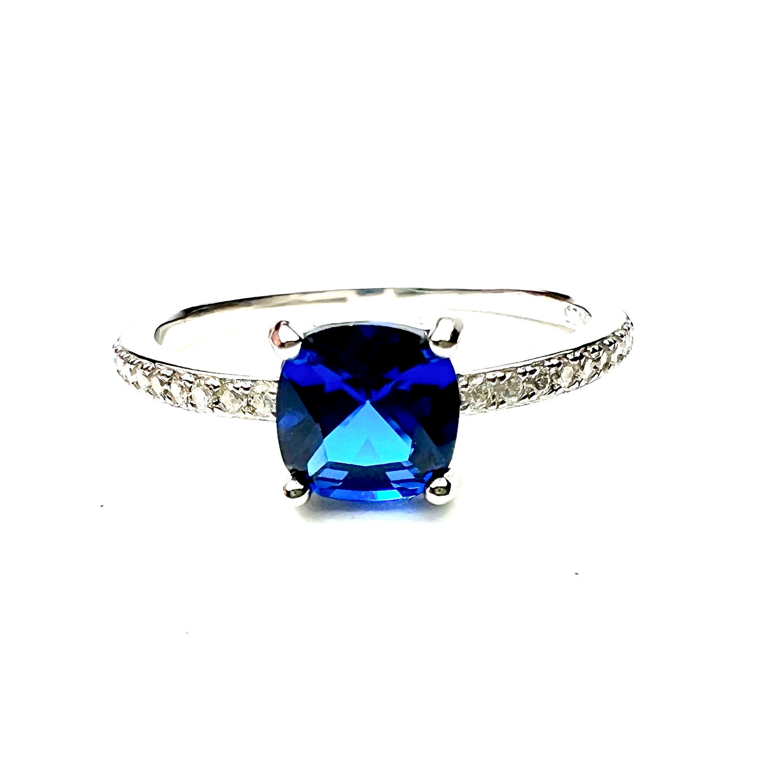 Lab Made Sapphire Ring Solid Sterling Silver 925 September - Etsy
