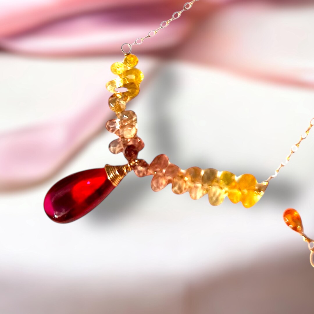 Gorgeous Ruby and Sunset Sapphire Necklace - Bold Passion • Artist’s ...
