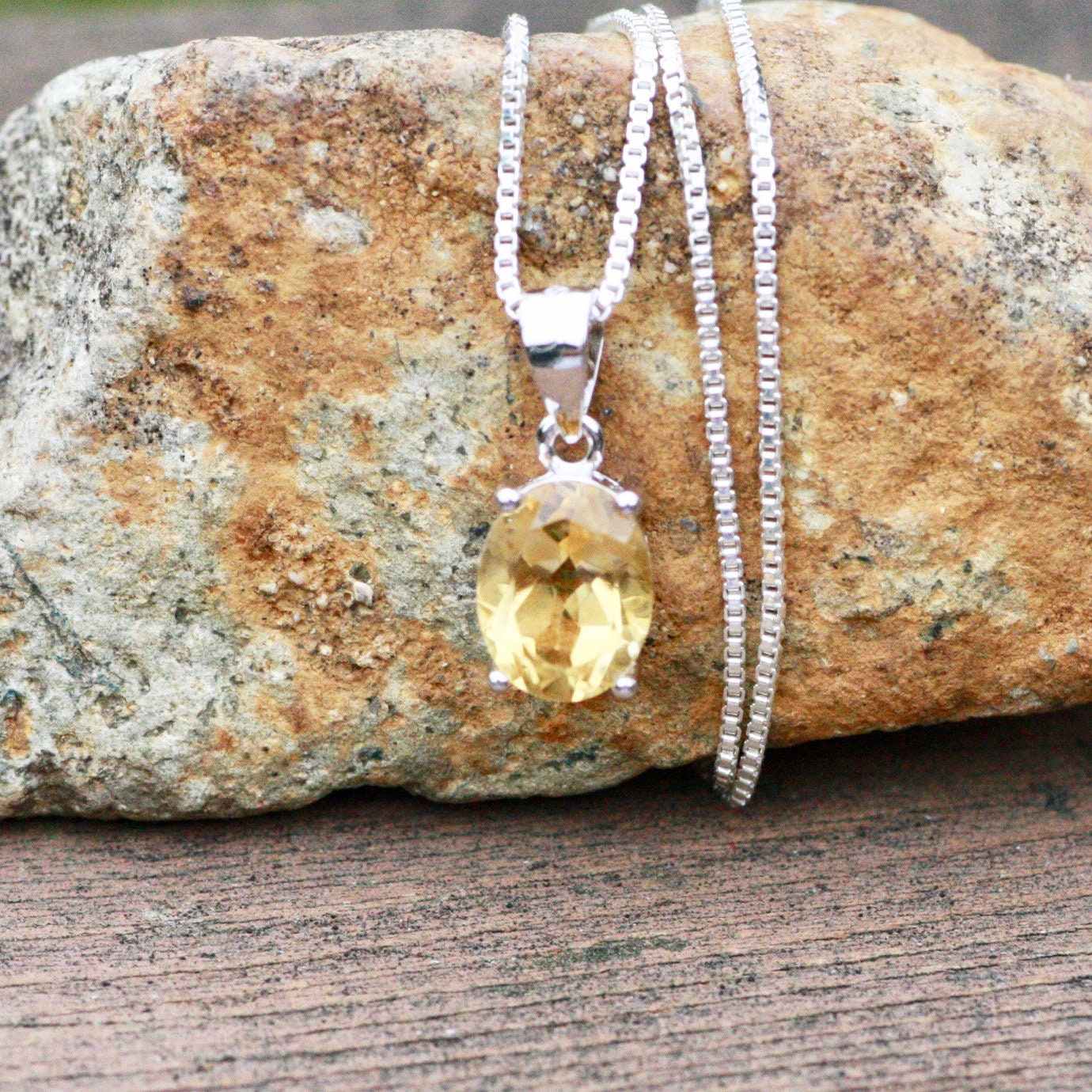 Natural Brazil Citrine Pendant Sterling Silver 925 November | Etsy