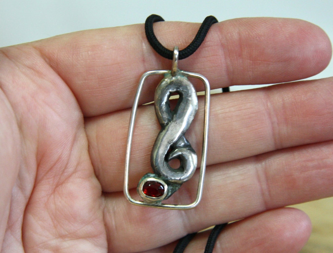 CLEARANCE Treble Clef Ruby Unisex Music Pendant in Solid Sterling ...