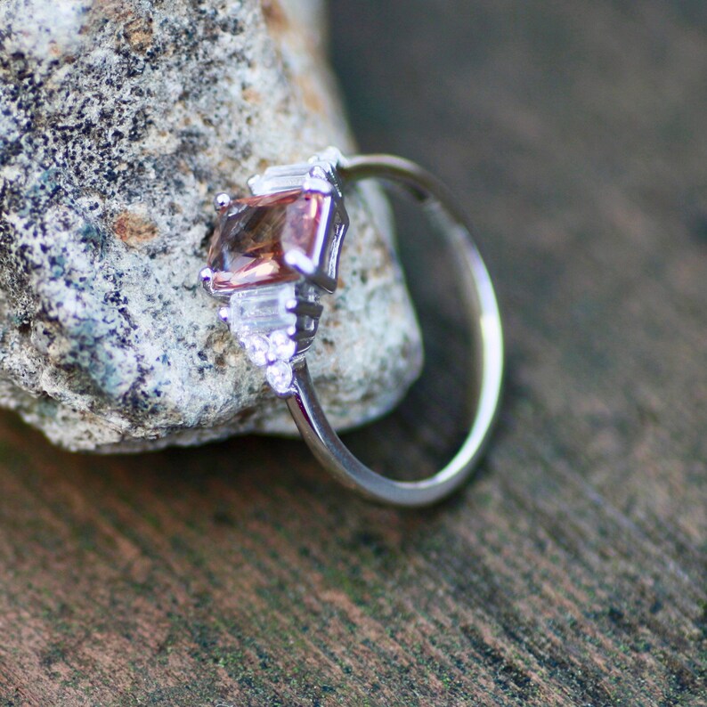 Color Change Emerald Cut Diaspore Engagement Ring Sterling - Etsy
