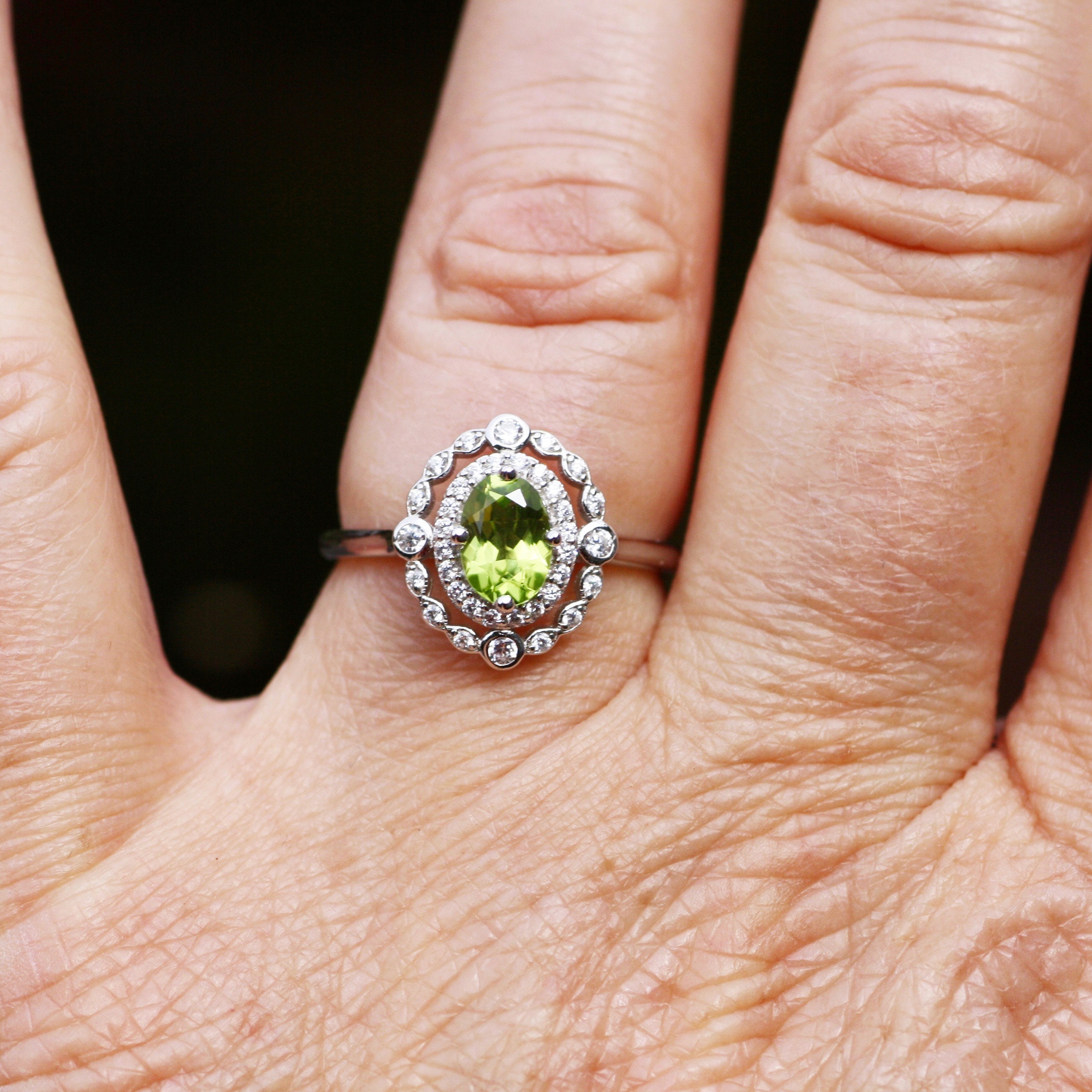 Natural Peridot Ring Sterling Silver 925 August birthstone | Etsy