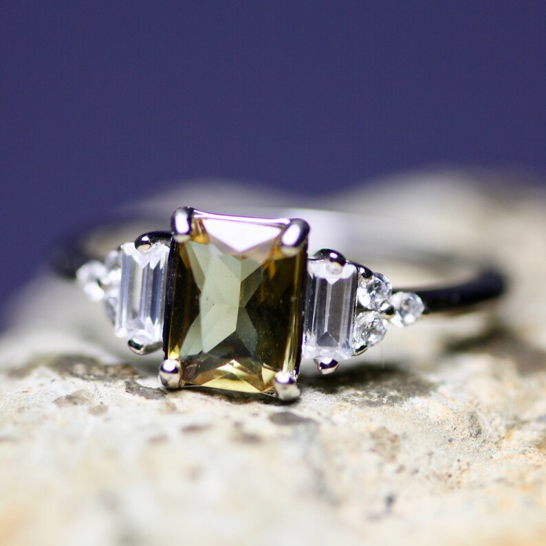 Color Change Emerald Cut Diaspore Engagement Ring Sterling - Etsy