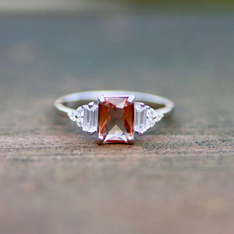Color Change Emerald Cut Diaspore Engagement Ring Sterling - Etsy