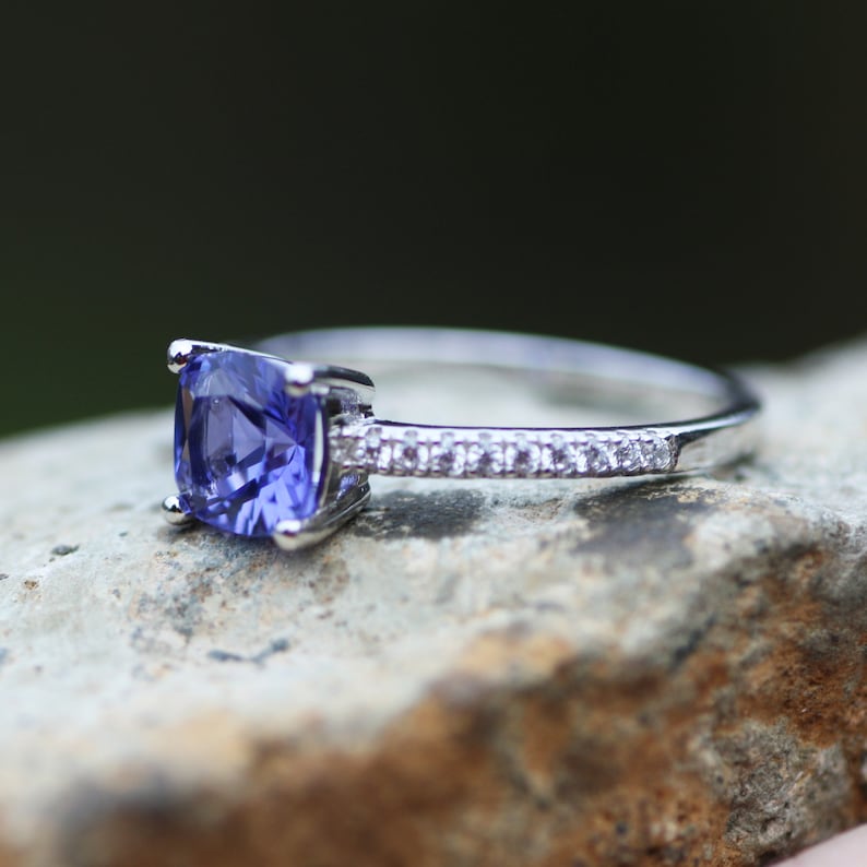 Lab Made Tanzanite Ring Solid Sterling Silver 925 December - Etsy