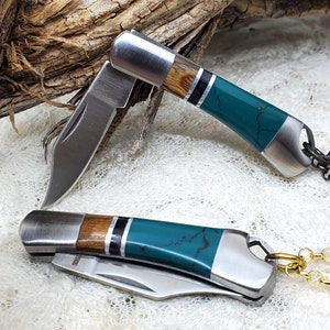 Mini Pocket Knife Necklace, 2 Closed Working Knife Pendant Charm ...