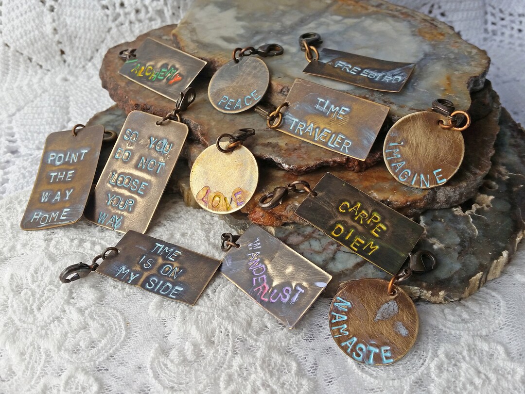 Personalized Word Tags Brass Letters Phrase TAGS Expressive - Etsy