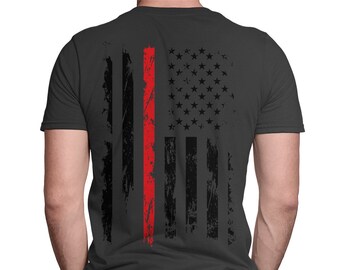 Red Line USA Flag BACKPRINT Firefighter Appreciation Fire | Etsy