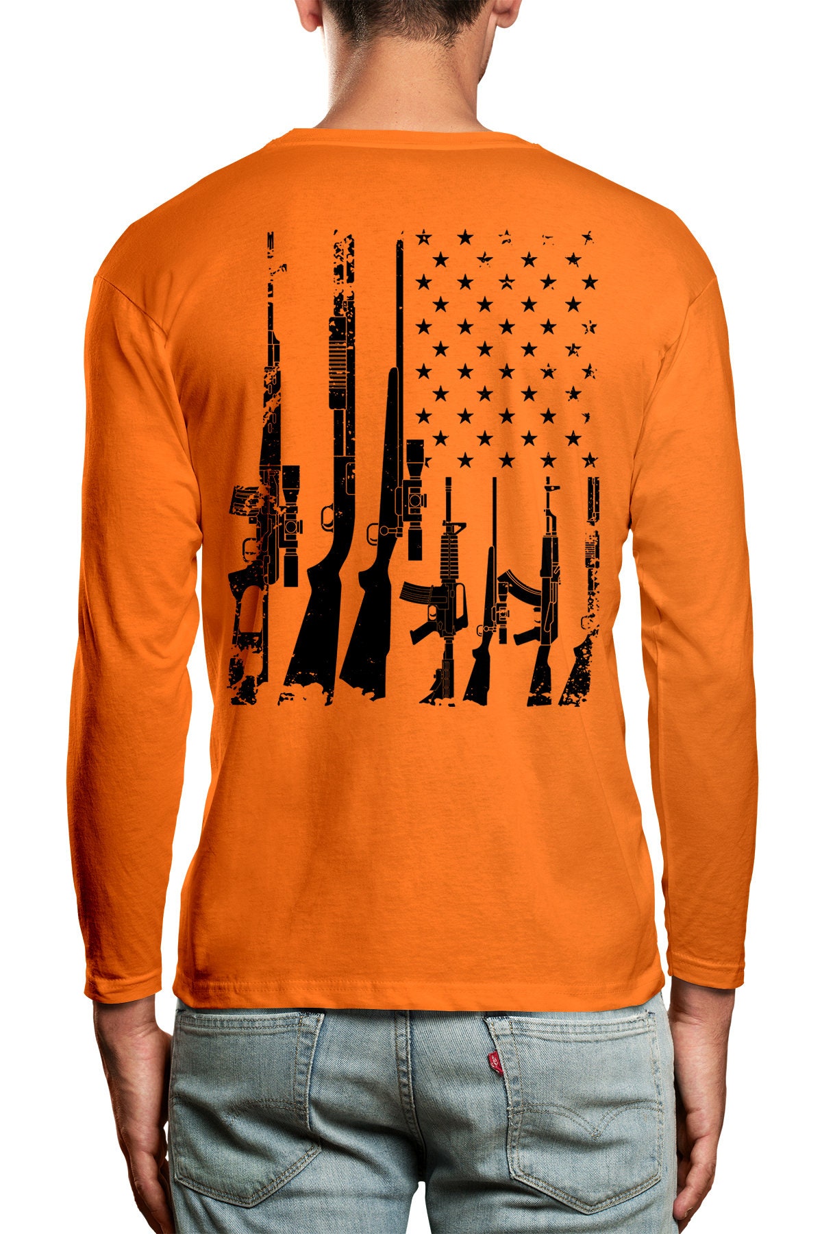 Distressed American USA Gun Flag BACKPRINT Patriotic Bullet | Etsy