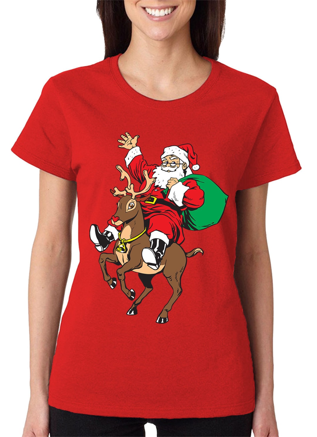 Santa Riding Reindeer Christmas Presents Sweater Holiday Gift Idea ...