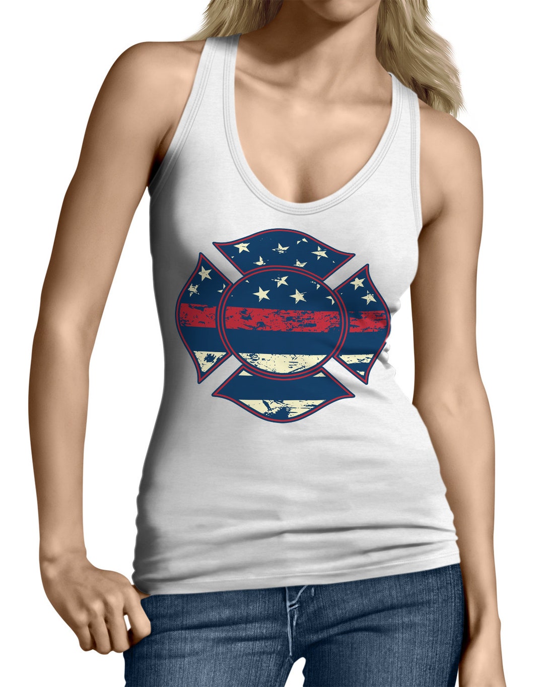 Firefighter Badge Red Line United States of America Fire - Etsy