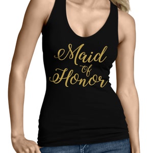 Maid of Honor Gold Glitter Script Wedding Bride Matrimony - Etsy
