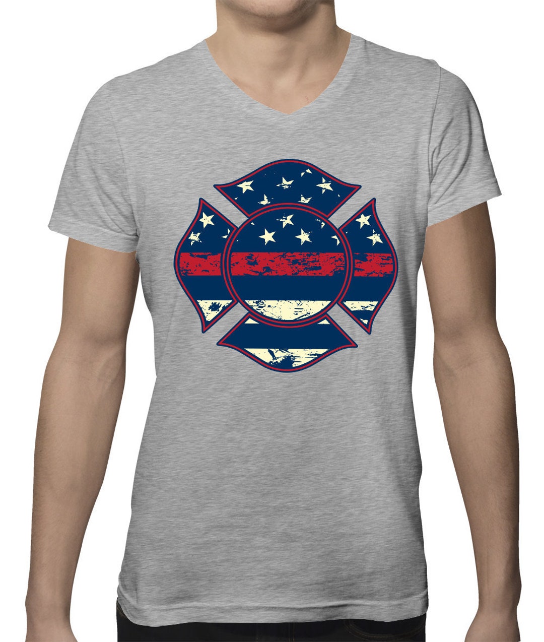 Firefighter Badge Red Line United States of America Fire - Etsy