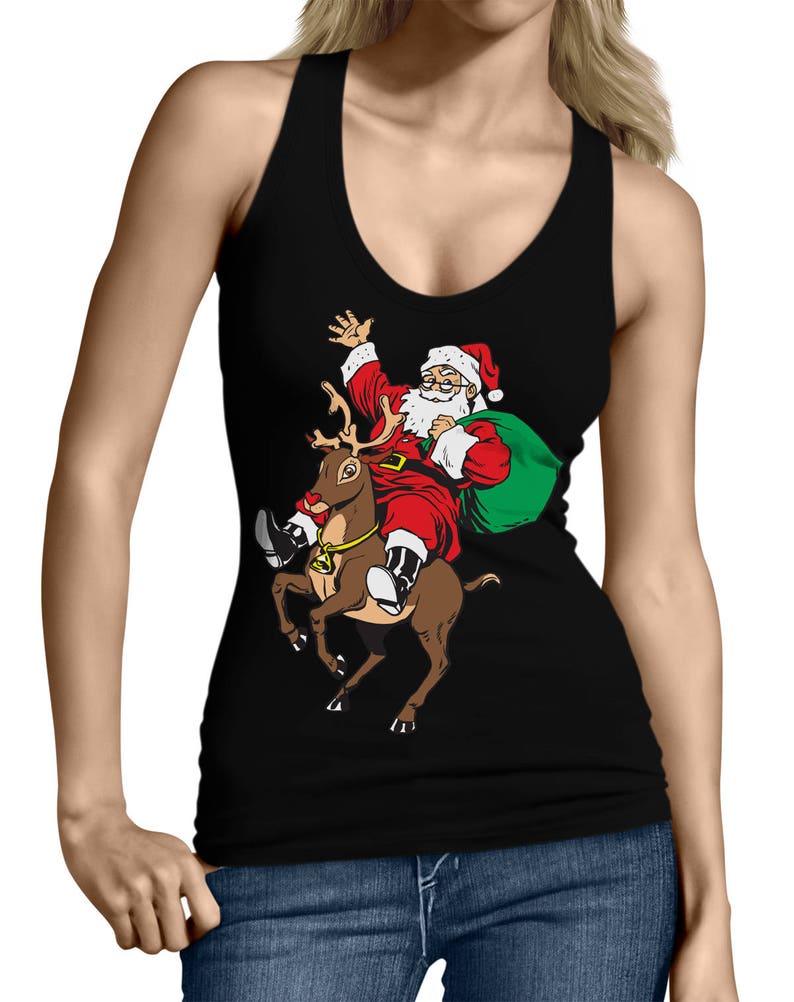 Santa Riding Reindeer Christmas Presents Sweater Holiday Gift - Etsy