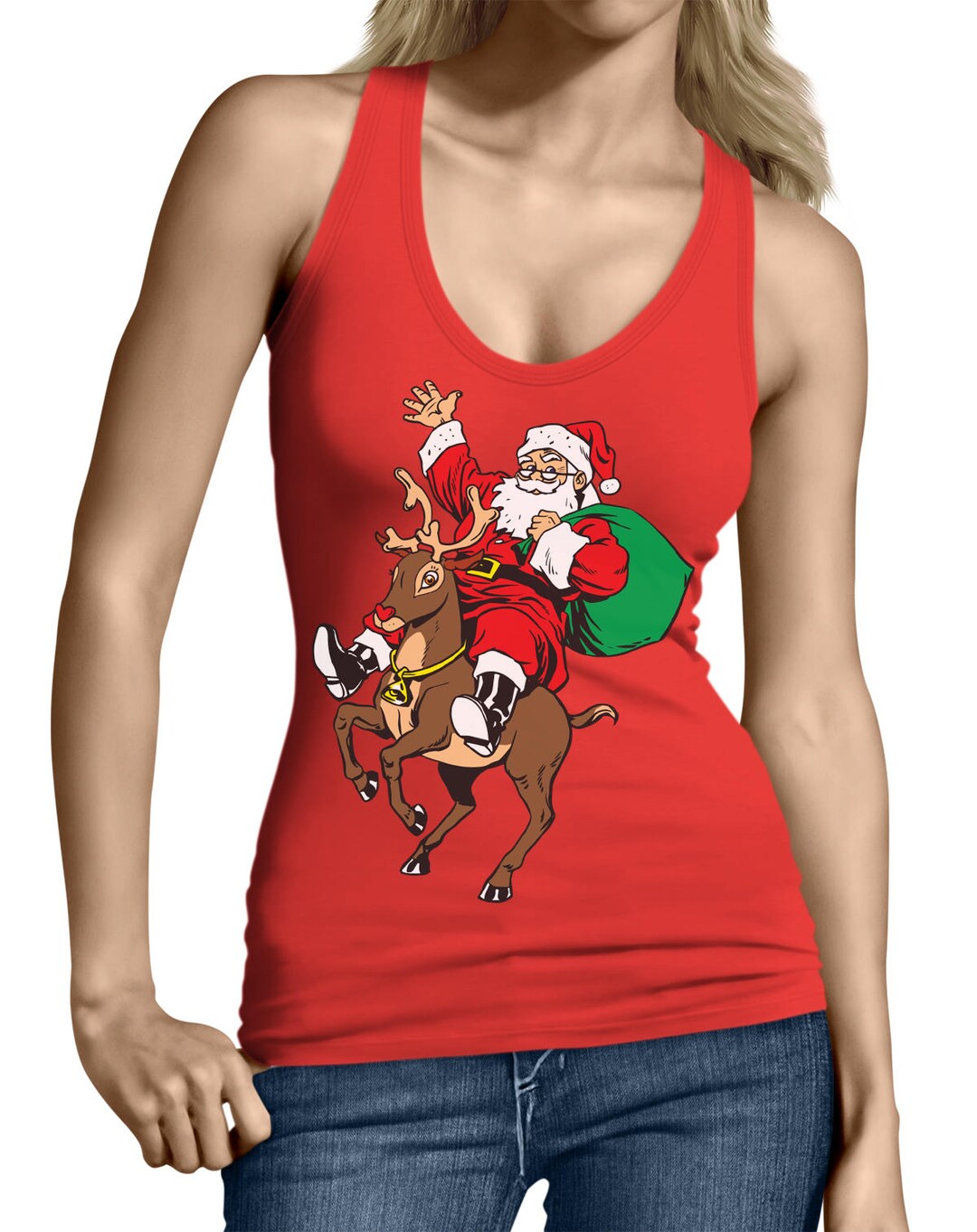 Santa Riding Reindeer Christmas Presents Sweater Holiday Gift Idea ...