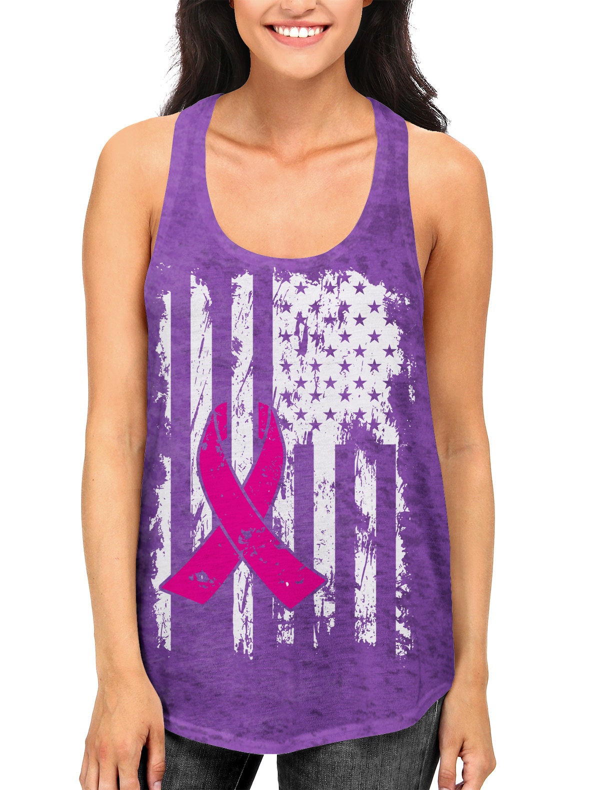 Breast Cancer Ribbon Usa Flag Breast Cancer Awareness Strength Etsy