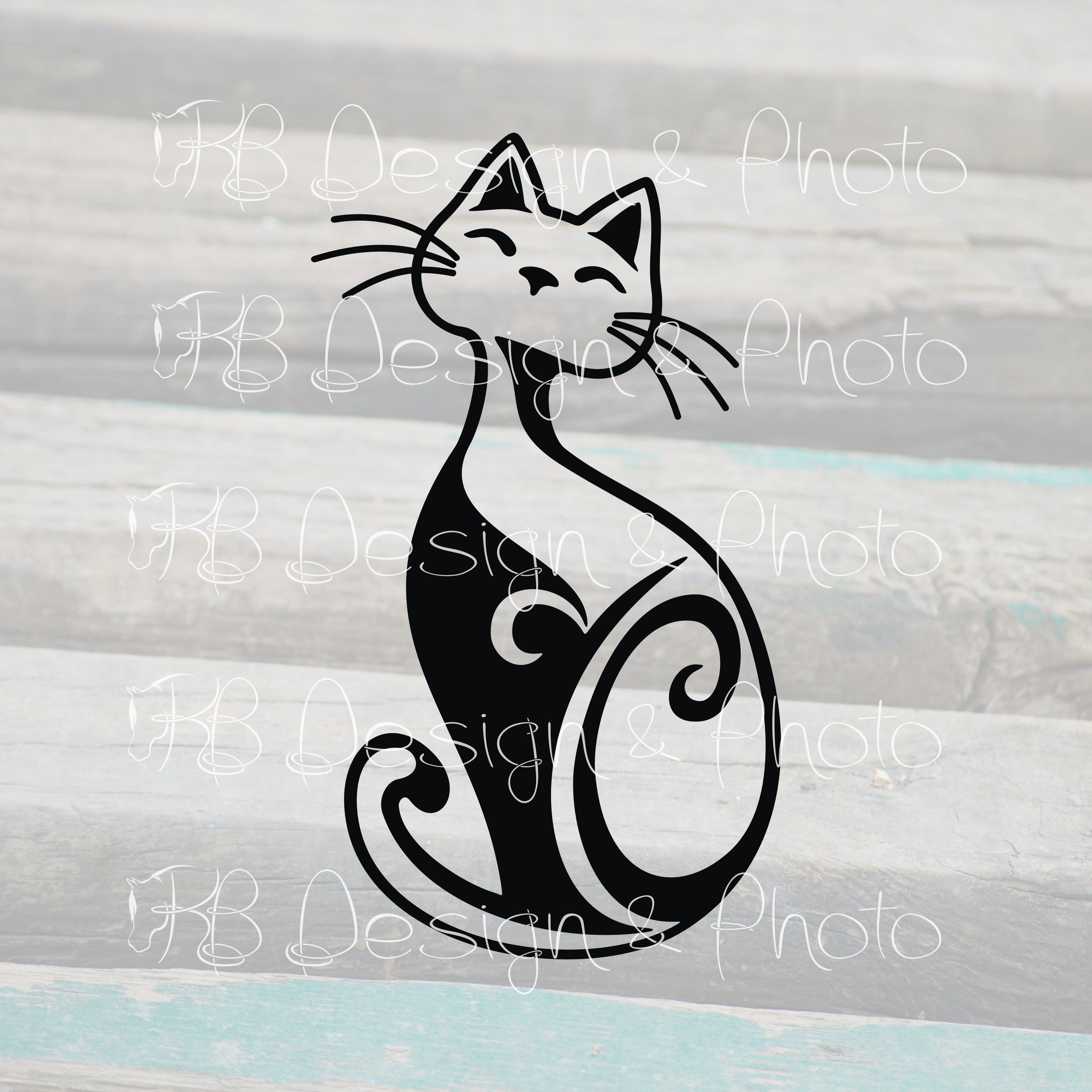 Swirly Cat Vector/Raster SVG PNG JPG | Etsy