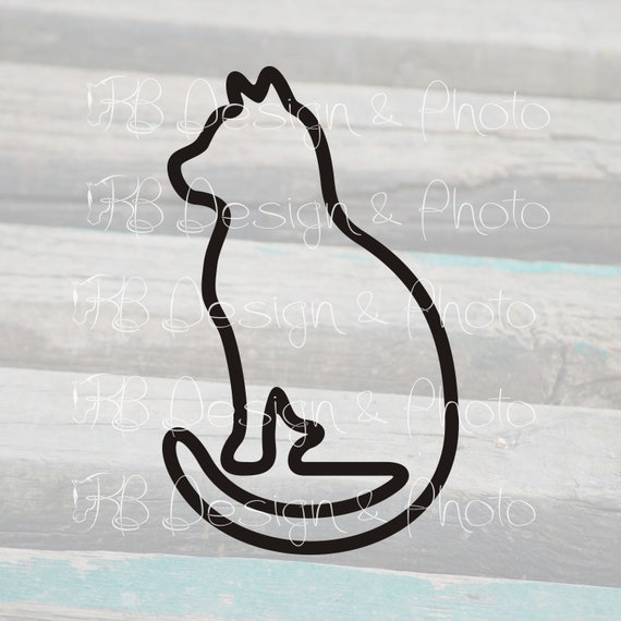 Cat outline Vector/Raster SVG PNG JPG | Etsy