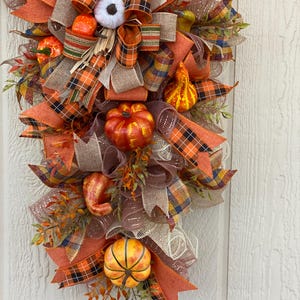 Fall Swag, Autumn Swag, Front Door Swag, Apartment Door Swag, Pumpkins ...
