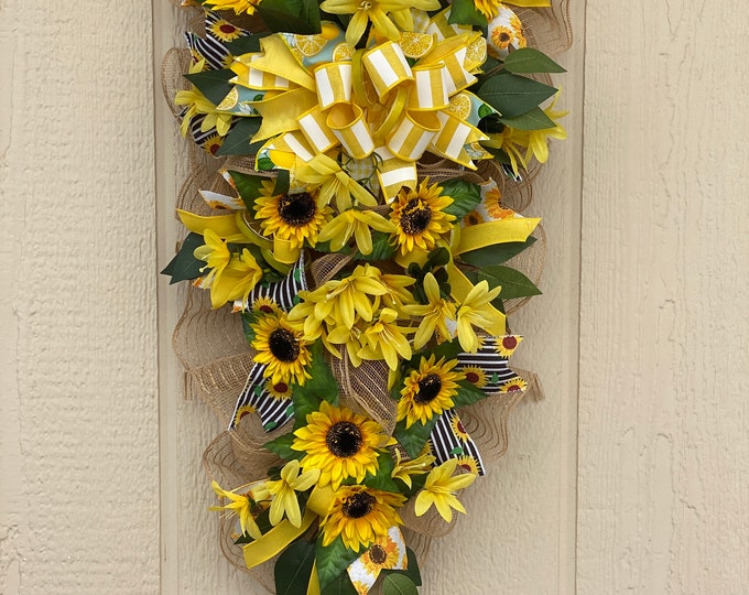 Sunflower Swag, Yellow Swag, Summer Swag, Sunflower and Lemon Swag ...