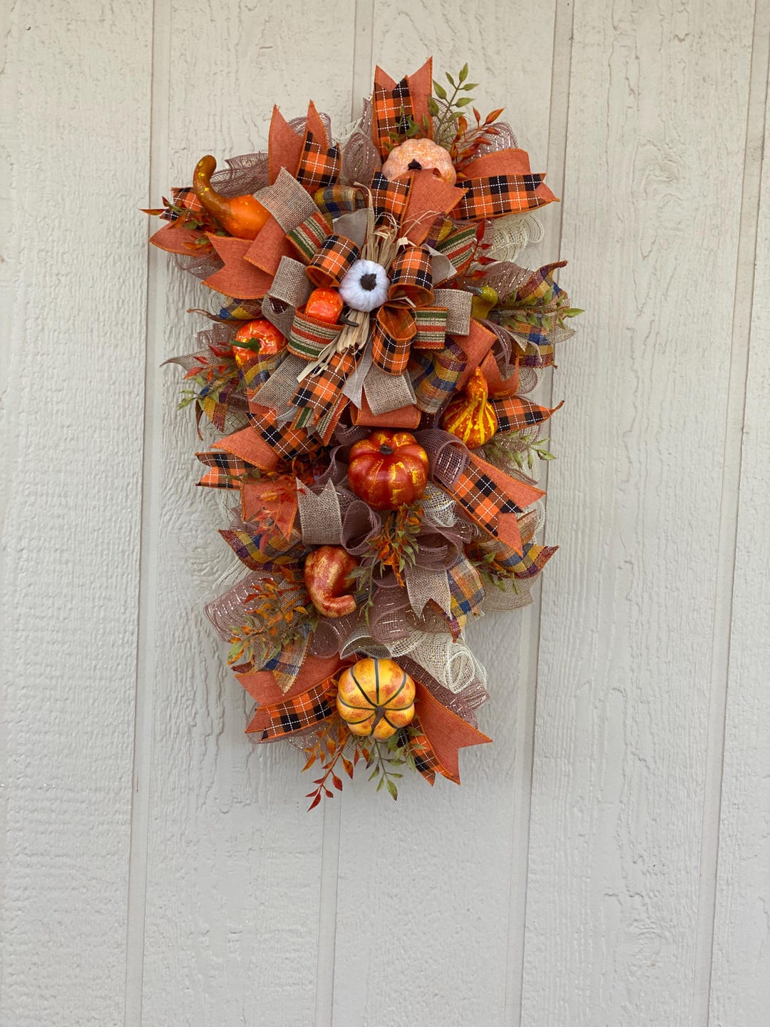 Fall Swag, Autumn Swag, Front Door Swag, Apartment Door Swag, Pumpkins ...