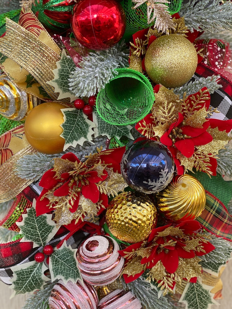 Christmas Swag, Christmas Paint Stick Wreath, Ornament Swag, Berries ...