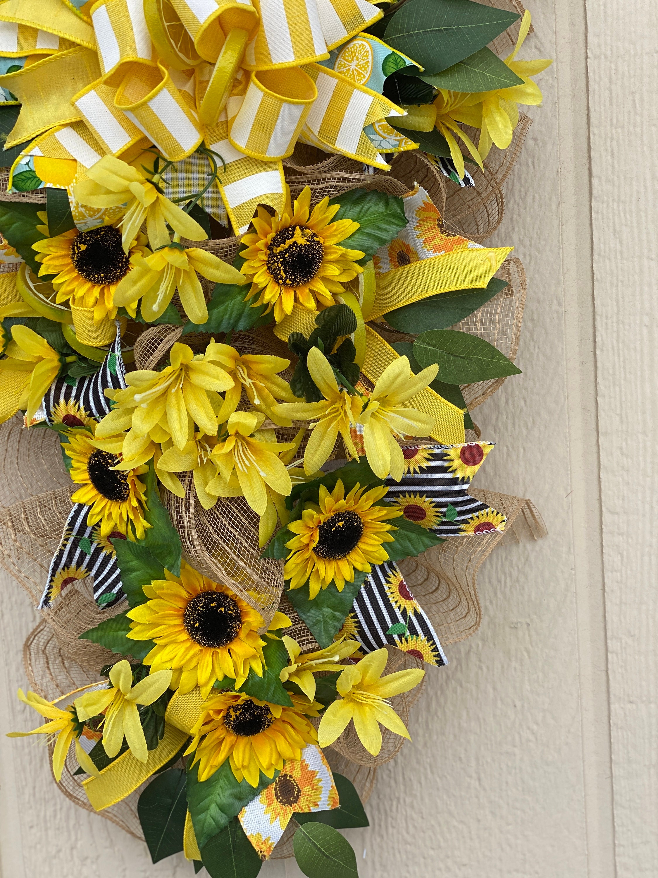 Sunflower Swag, Yellow Swag, Summer Swag, Sunflower and Lemon Swag ...