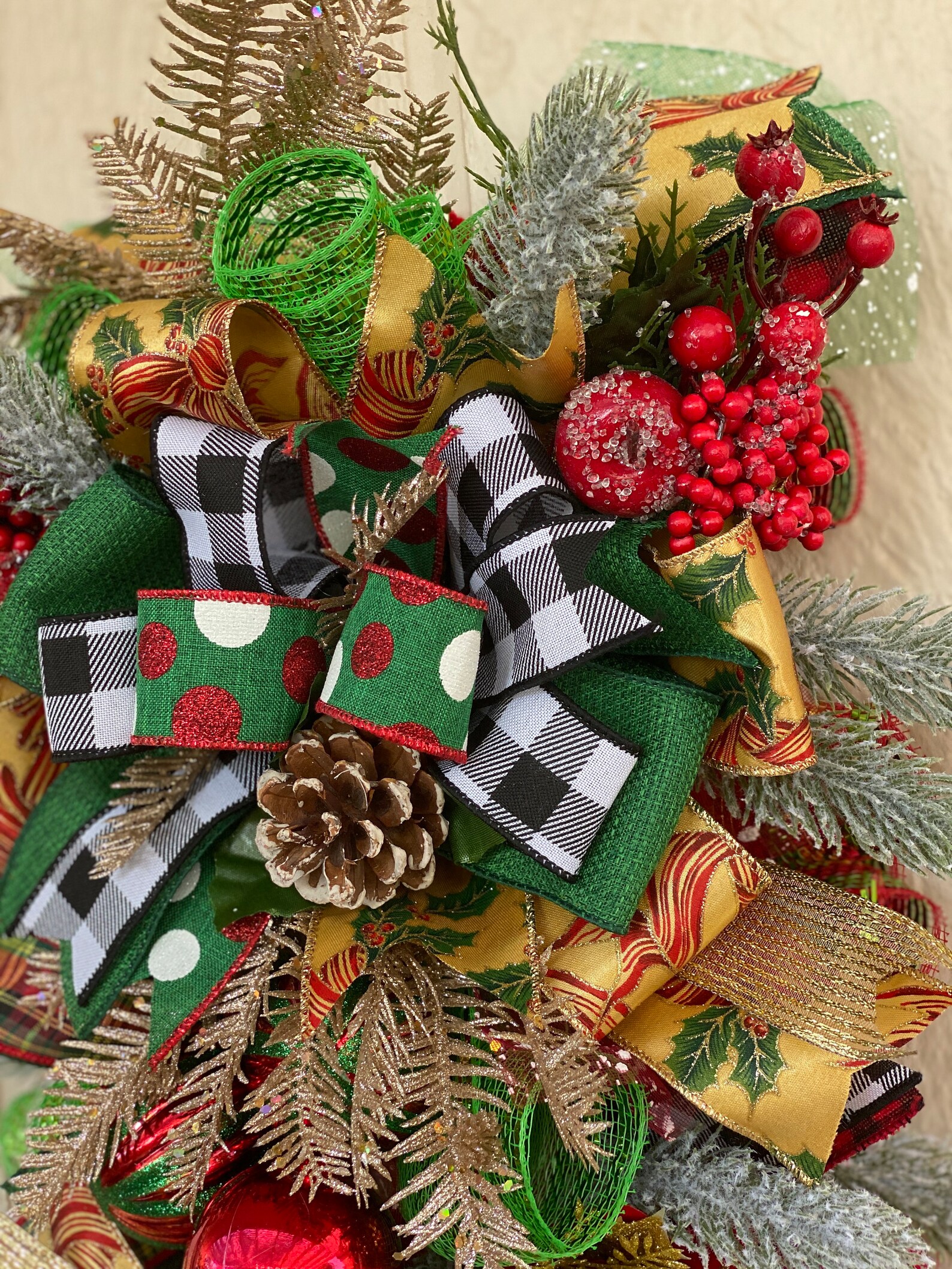 Christmas Swag, Christmas Paint Stick Wreath, Ornament Swag, Berries ...
