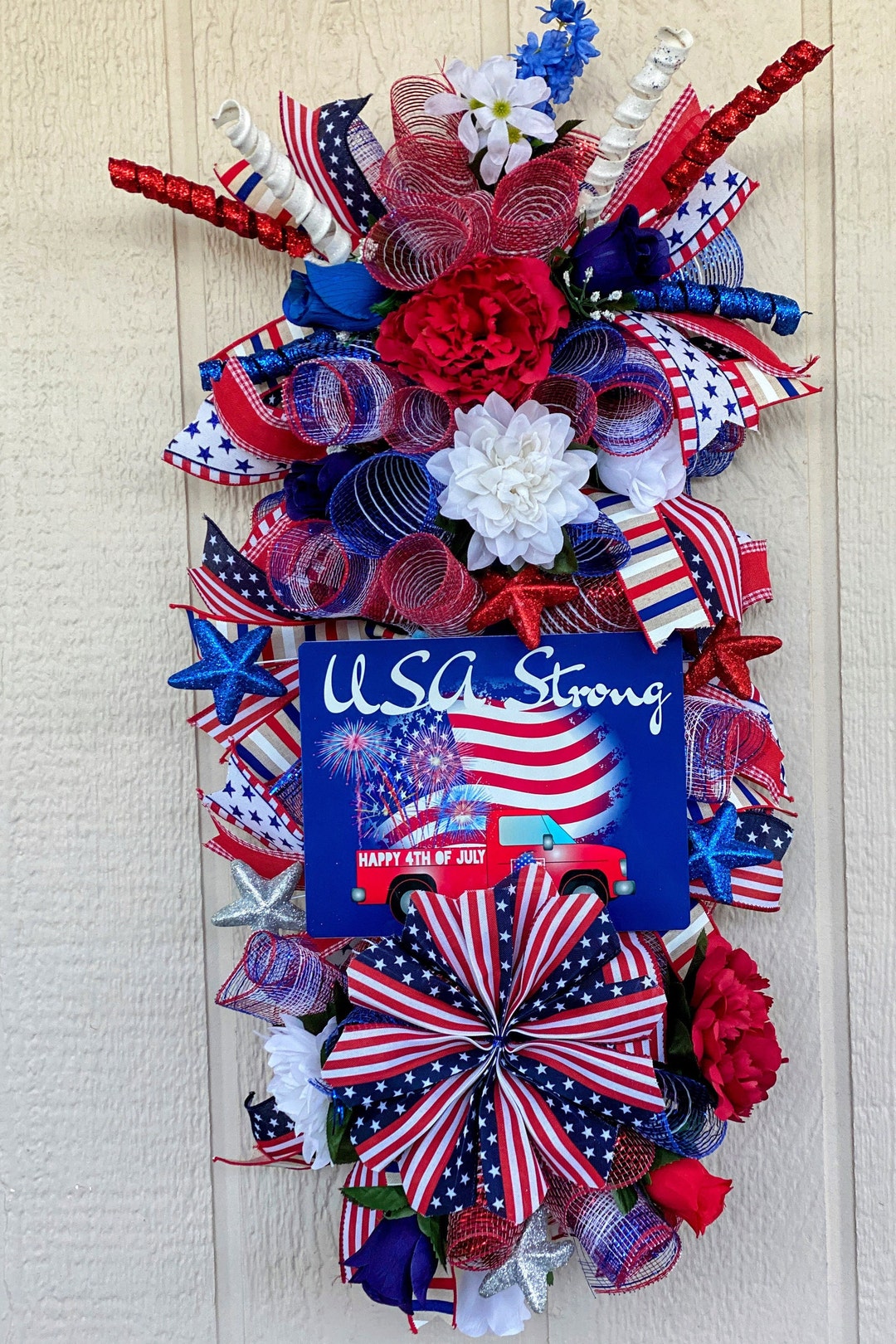 Patriotic Swag Paint Stick Swag 4th of July Swag Memorial - Etsy