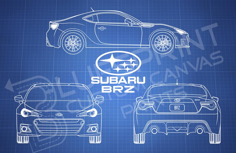 Subaru BRZ Blueprint Canvas | Etsy