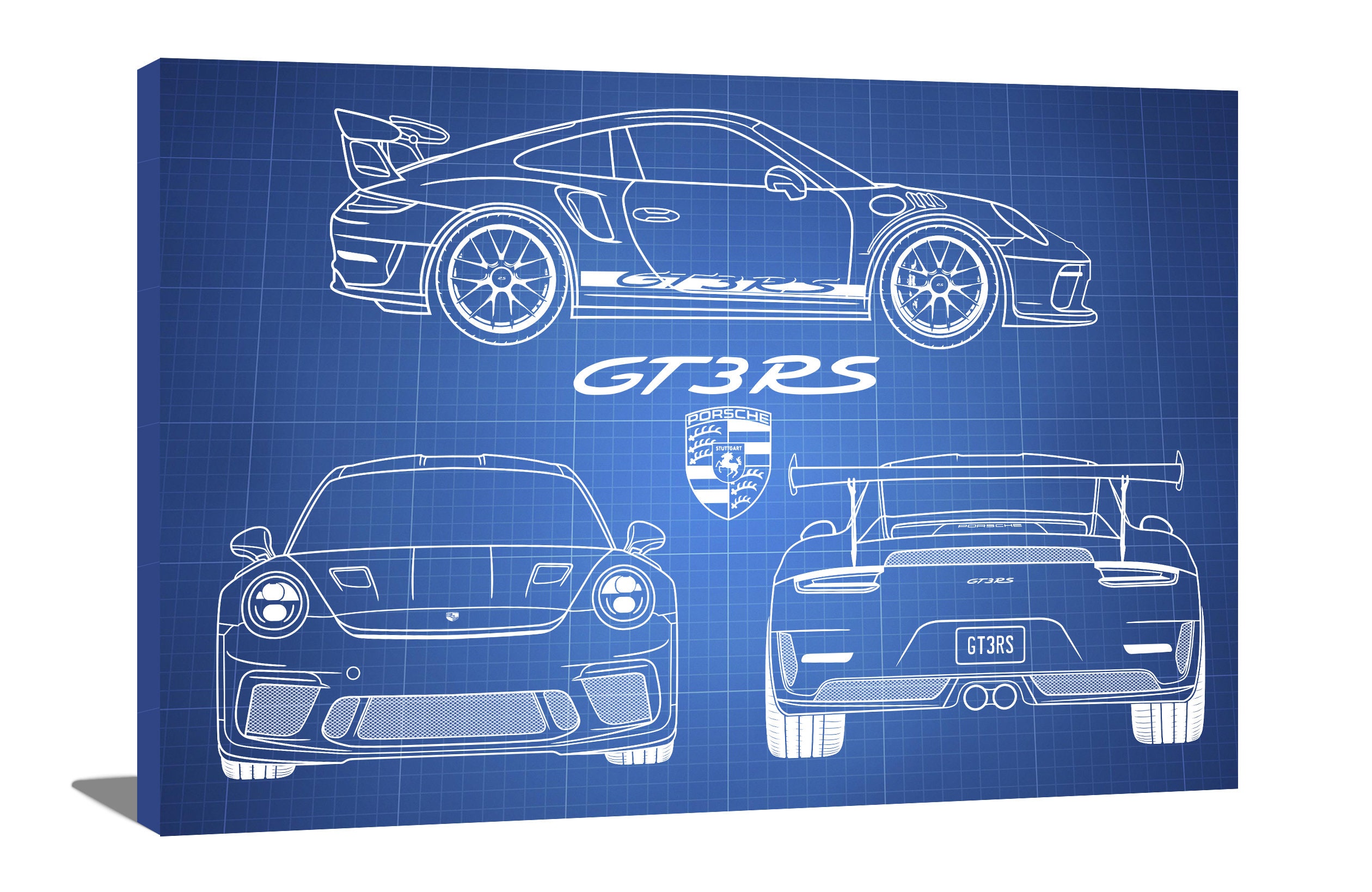 Porsche 911 GT3RS Blueprint Canvas | Etsy