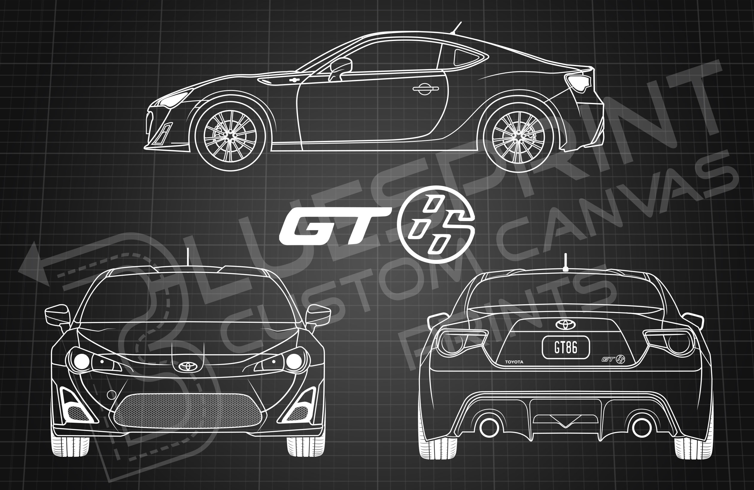Custom Toyota GT86 Blueprint Canvas | Etsy
