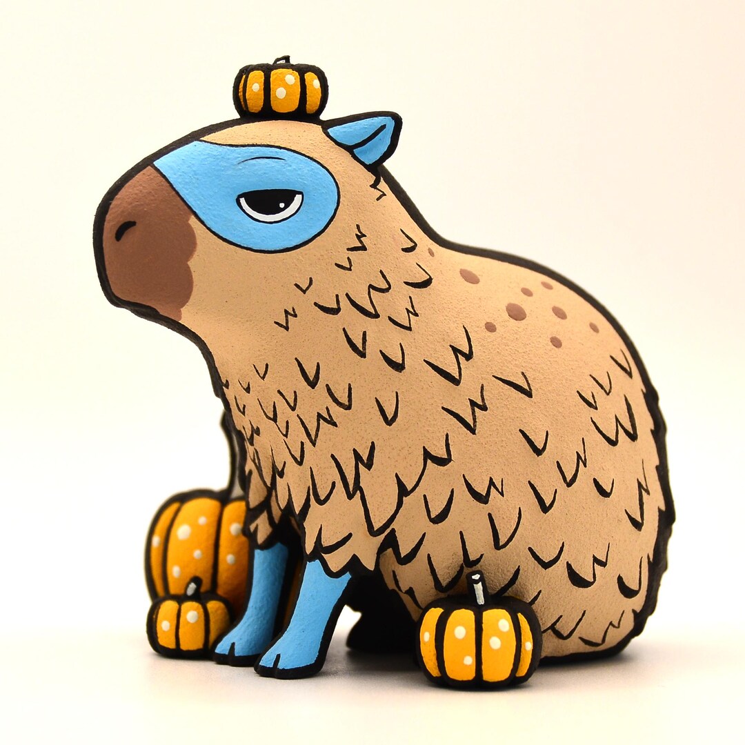 Capybara Pumpkin Figurine Sculpture, 3D Printed Kawaii Figure, Original ...