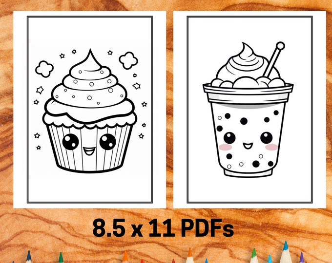 15 Cute Kawaii Coloring Pages for Kids Digital Download Adorable PDF ...