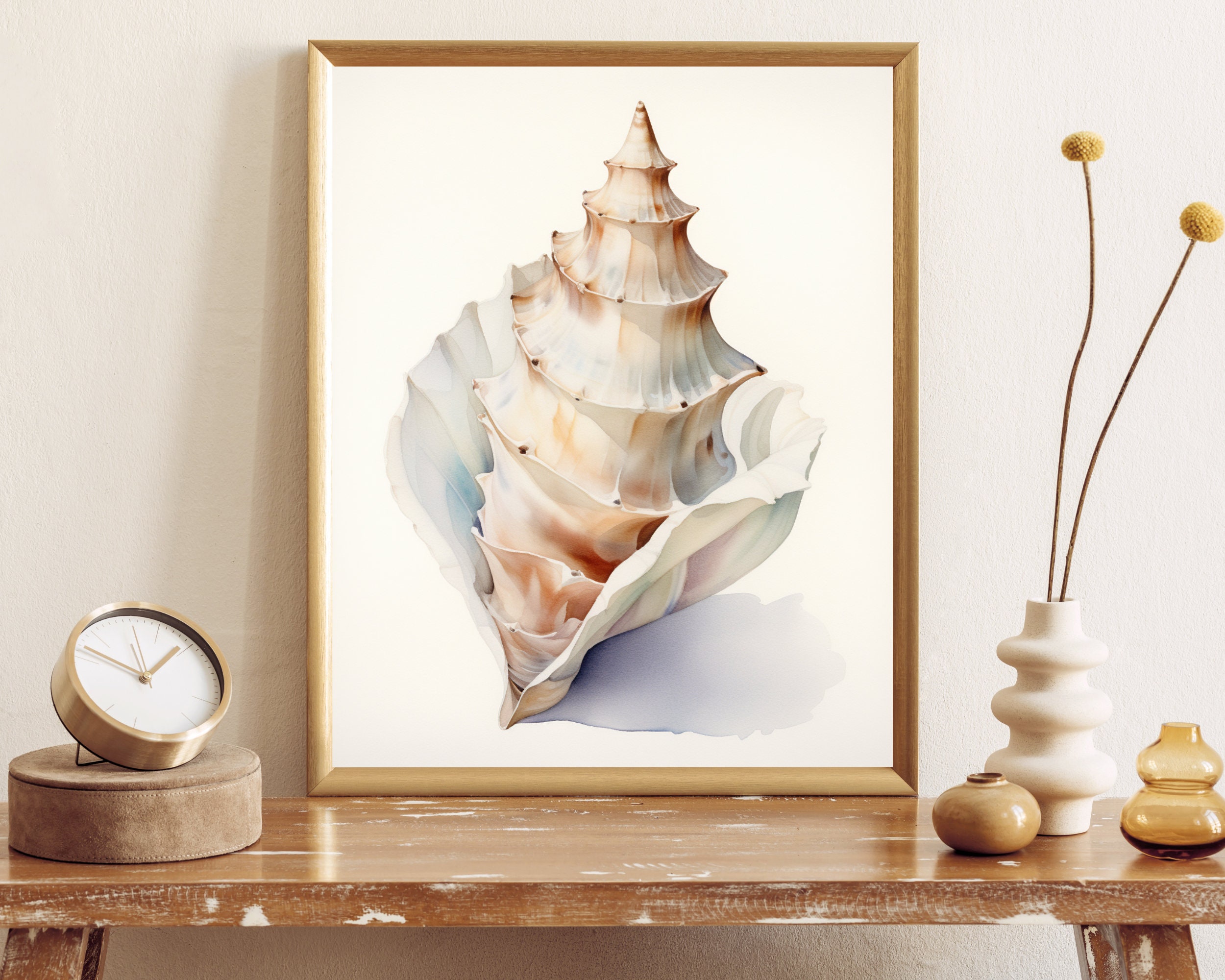 Conch & Scallop Shell Art Print: Coastal Decor (digital Print) - Etsy