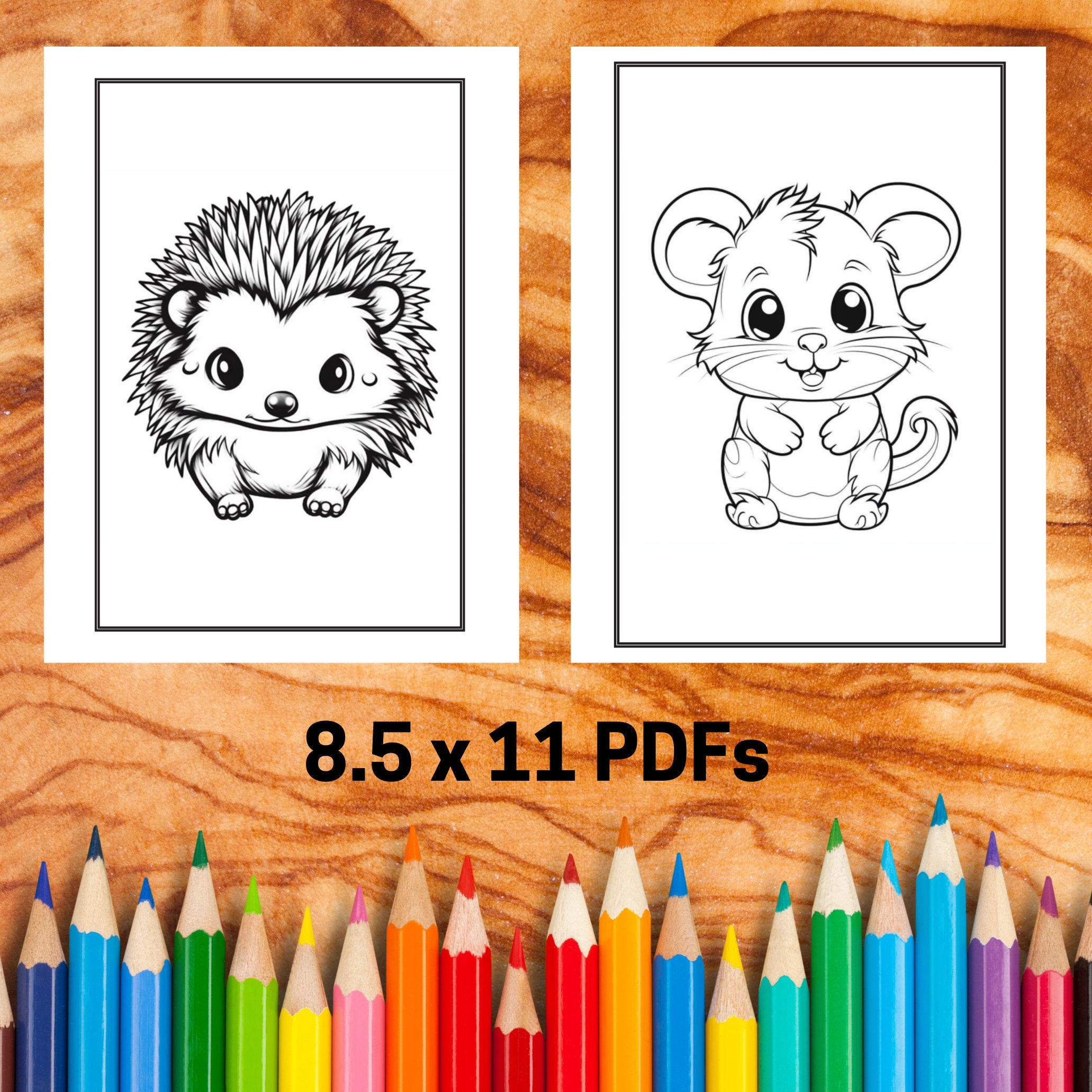 15 Cute Animal Coloring Pages for Kids Digital Download Adorable PDF ...