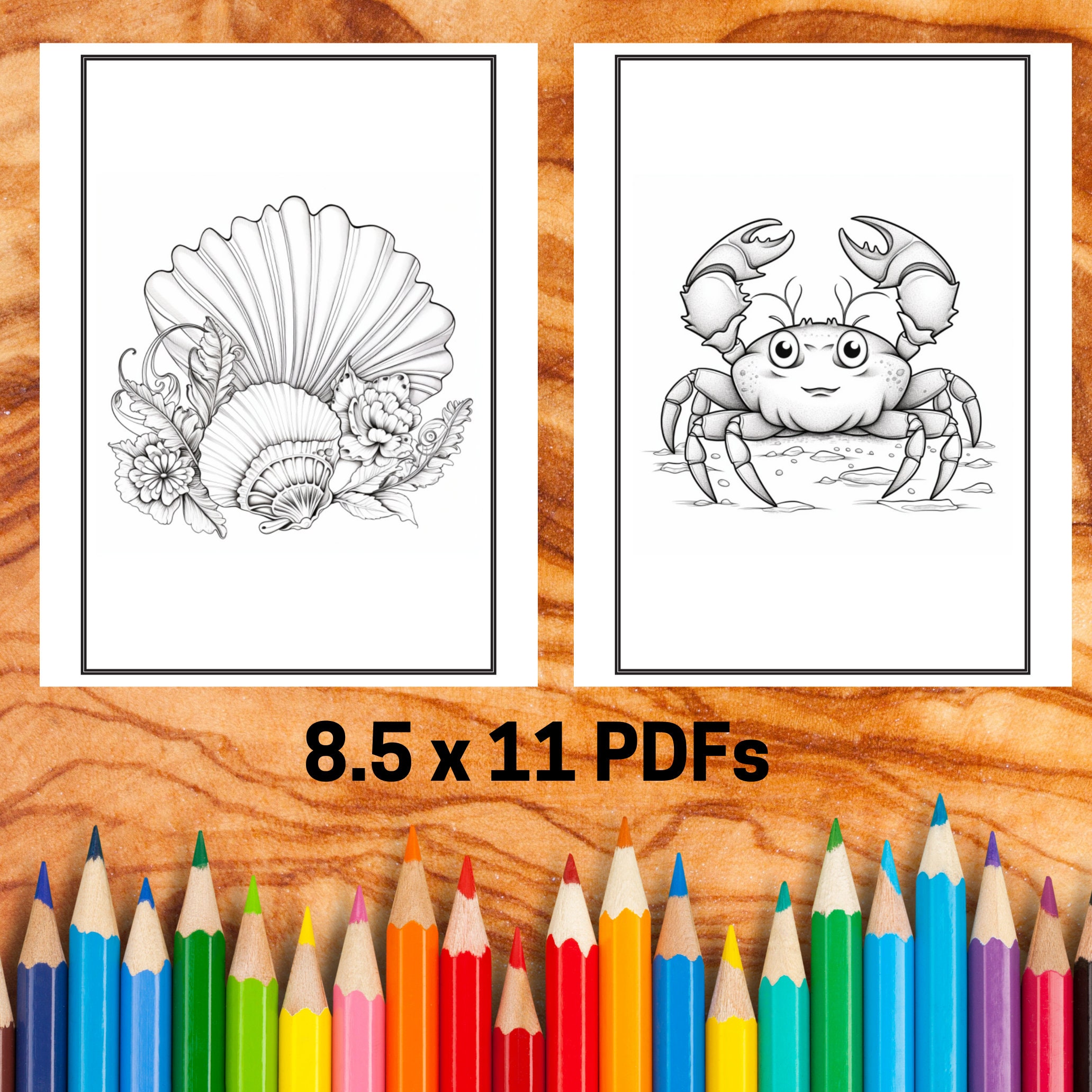 16 Beach Themed Coloring Pages for Kids Digital Download Ocean Themed ...