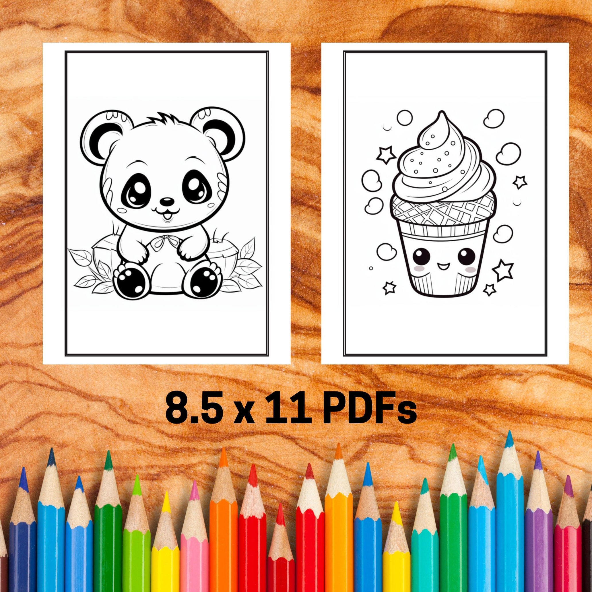 15 Cute Kawaii Coloring Pages for Kids; Digital Download; Adorable PDF ...