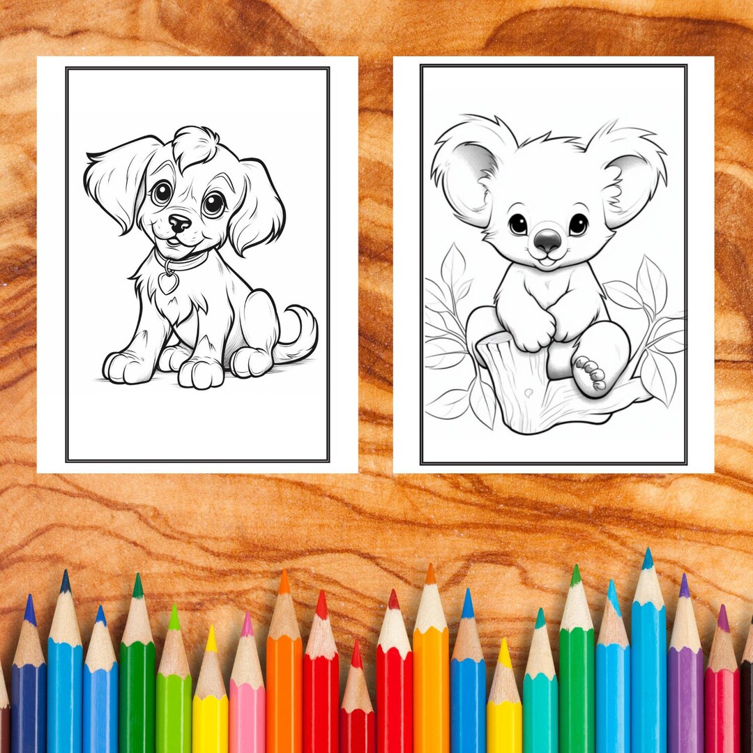 15 Cute Animal Coloring Pages for Kids; Digital Download; Adorable PDF ...