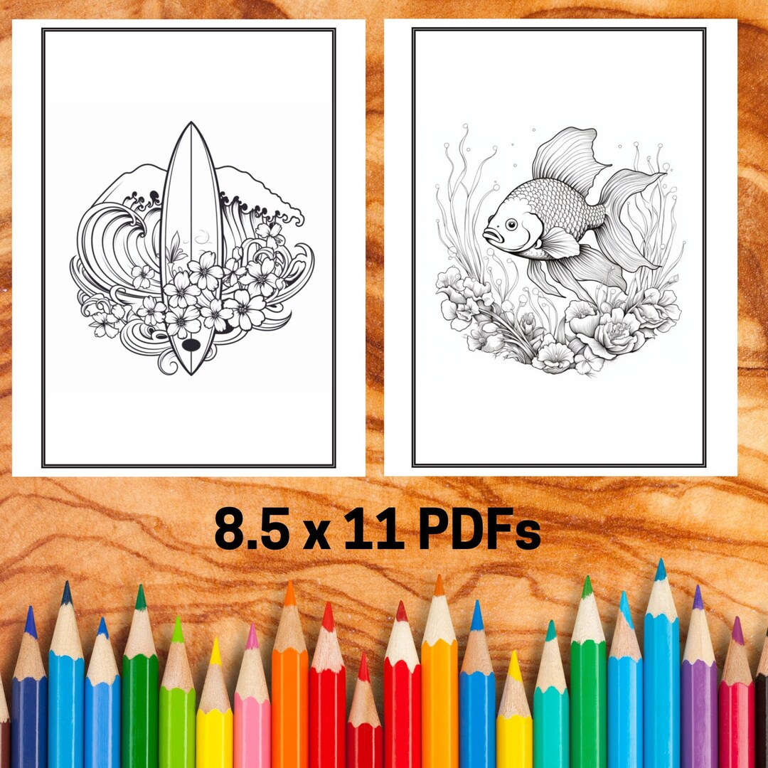 16 Beach Themed Coloring Pages for Kids Digital Download Ocean Themed ...